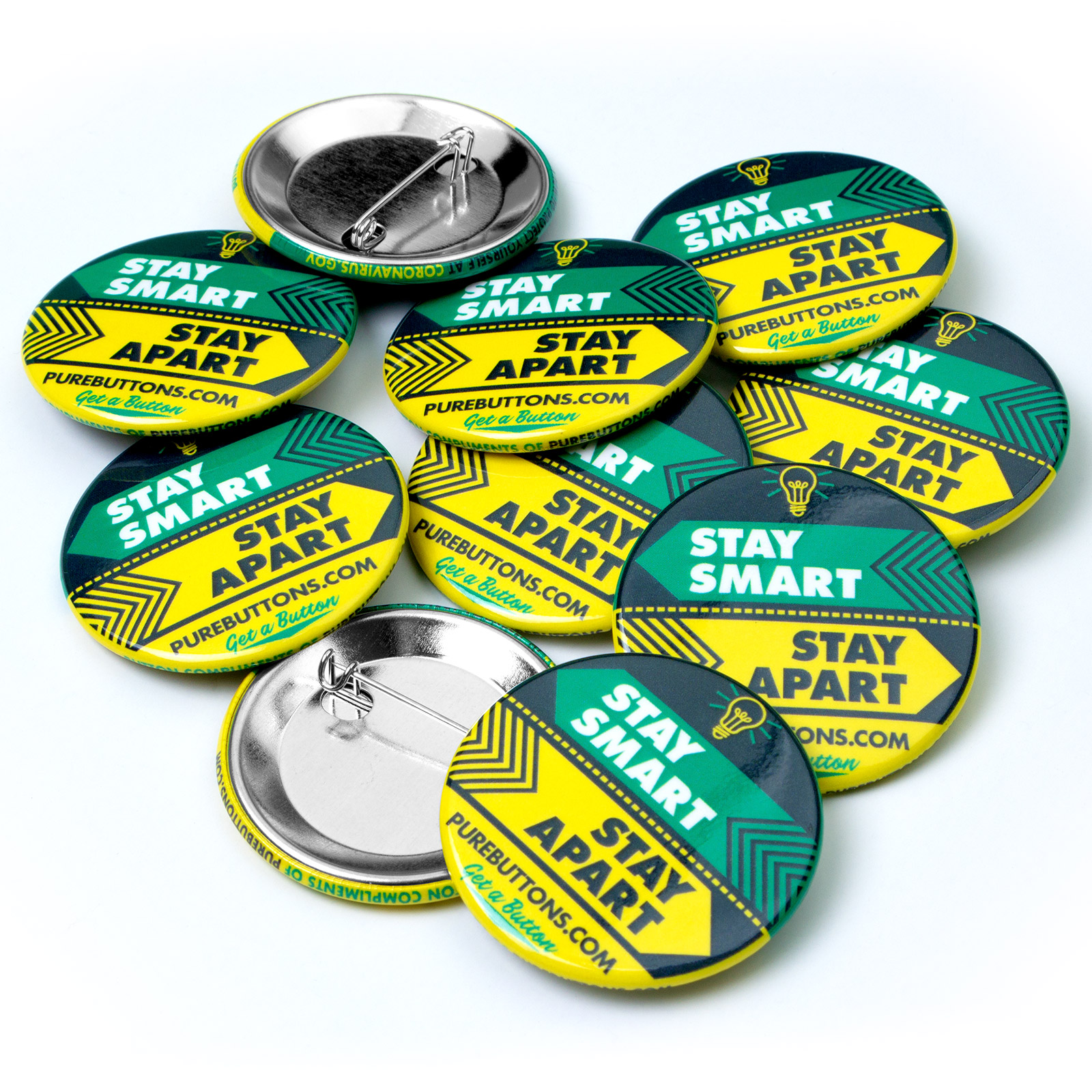 Stay Smart Stay Apart Button Box - Coronavirus Awareness Buttons - Pure ...