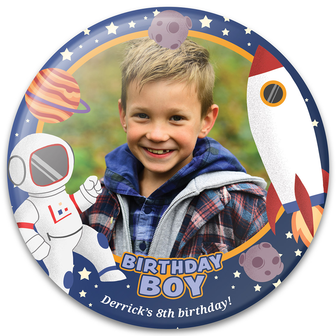 Birthday Boy Astronaut - Birthday Button Template | Pure Buttons