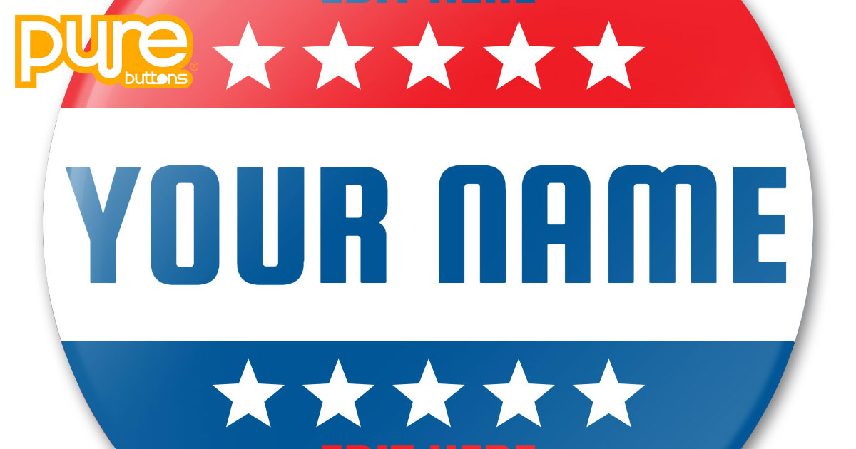 Red White and Blue - Campaign Button Design - PureButtons