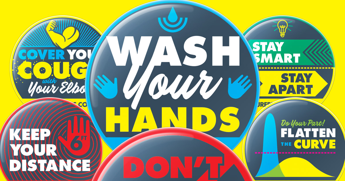 Coronavirus Buttons | COVID-19 Awareness | Pure Buttons