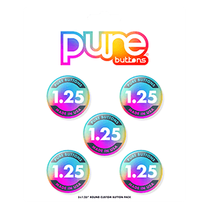 Button Packaging | Five 1.25" Round Custom Buttons