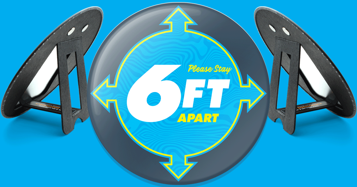 Please Keep 6ft Apart 6" Magnetic Easel (Blue) | Social Distancing Signs