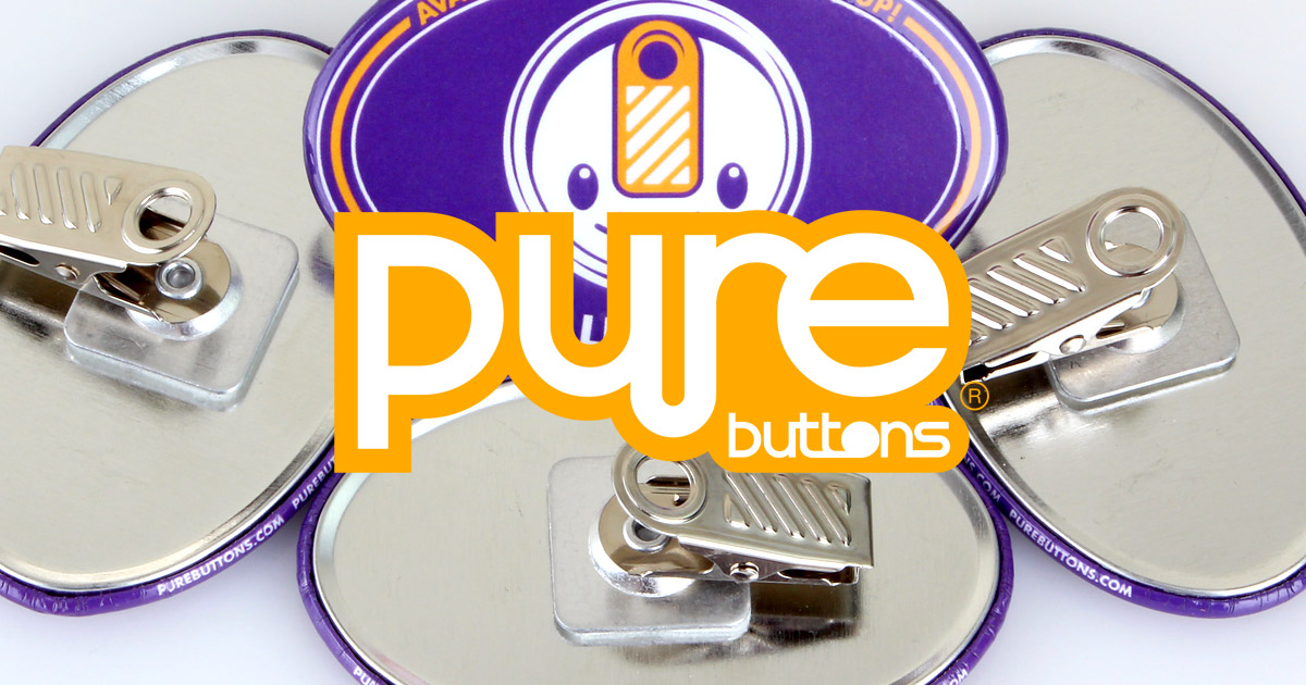 1.75" x 2.75" Oval Custom Bulldog Clip Buttons | Pure Buttons