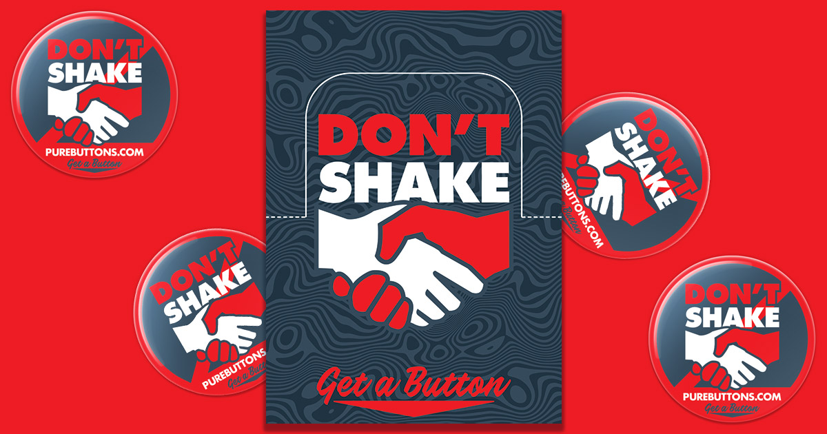 Don't Shake My Hand Button Box - Coronavirus Awareness Buttons - Pure ...