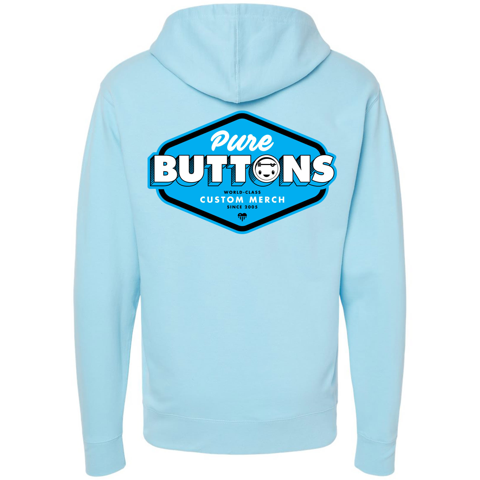 Classic Badge Hoodie (Aqua Blue) | Pure Buttons Apparel